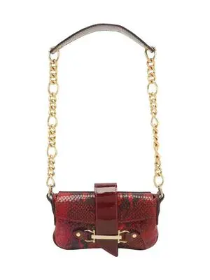 Dolce & Gabbana Snakeskin-embossed Shoulder Bag Red