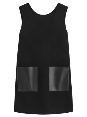 COS Leather-patch Boiled-wool Mini Dress