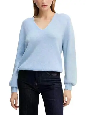 MORGAN V-neck Long-sleeved Sweater - Blue