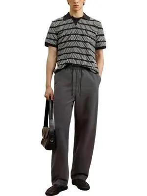 CROQUIS Drawstring Relaxed-fit Straight-leg Trousers - Grey