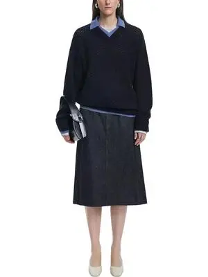 JNBY Pointelle-knit V-neck Sweater - Blue
