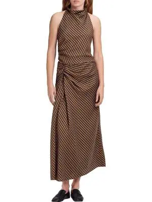 A.L.C. Jean Gingham Midi Skirt - Pecan/navy