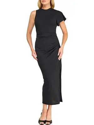 SOCIALITE Ruched Asymmetric Maxi Dress - Black