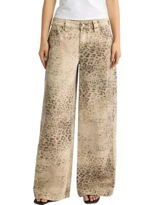 FADE OUT LOUD Print Wide Leg Jeans - Leopard