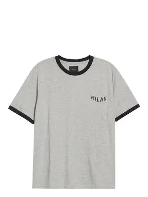 PACSUN Milan Ringer Graphic T-shirt - Gray