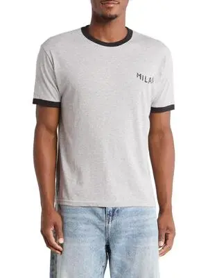 PACSUN Milan Ringer Graphic T-shirt - Gray