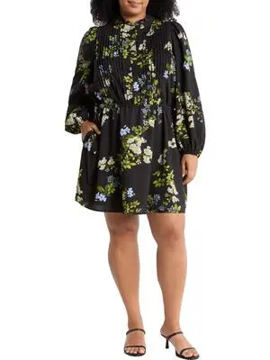 SUGARLIPS Marie Pleated Long Sleeve Minidress