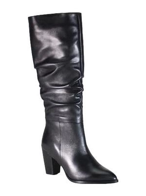 DIBA TRUE Fresh Rain Leather Ruched Knee High Boot - Black