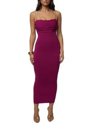 JLUXLABEL La Lune Drape Midi Dress - Fuchsia