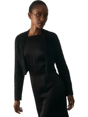 The Fold Featherweight Evening Bolero Cardigan - Black
