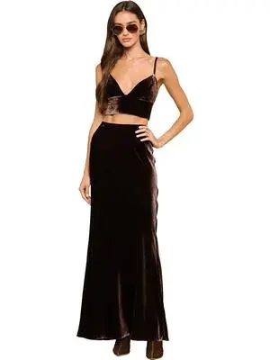 L'AGENCE Zeta Velvet Maxi Skirt