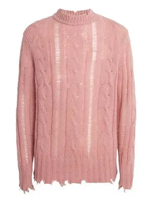 SYSTEM Cable-knit Distressed Sweater - Pink