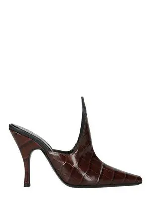 Alaïa Croc-embossed Leather Sculptural Mules 100 - Brown