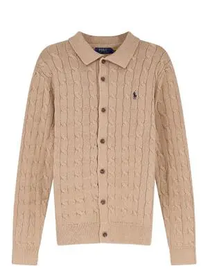 Polo Ralph Lauren Cotton Cardigan With Braided Knit - Brown