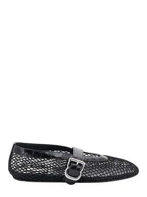 Alaïa Flat Leather Ballerinas With Crocodile Effect Black