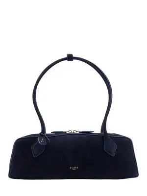 Alaïa Teckel Medium Suede Shoulder Bag Blue