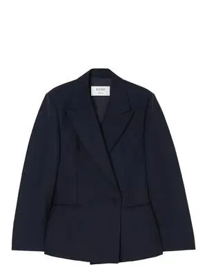RÓHE Hourglass Blazer In Navy Wool - Blue