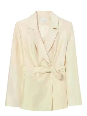 Claudie Pierlot Striped Belted Blazer - Neutrals