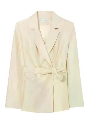 Claudie Pierlot Striped Belted Blazer - Neutrals