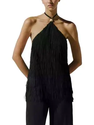 BAOBAB Cloe Fringe-detail Halterneck Top Black