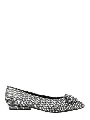 FERRAGAMO Viva Bow-detail Flat Pumps - Silver