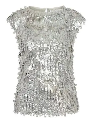 GEMY MAALOUF Sequin-embellished Sleeveless Top - Silver