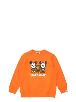 A BATHING APE X Disney Mickey Minnie Milo Crewneck Sweatshirt - Orange