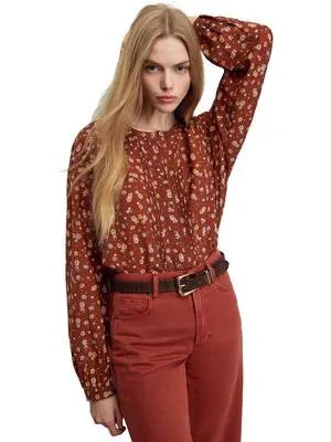 Veronica Beard Lollie Floral Button-down Blouse - Rust Multi