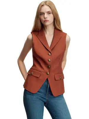 Veronica Beard Benny Tailored Vest Rust