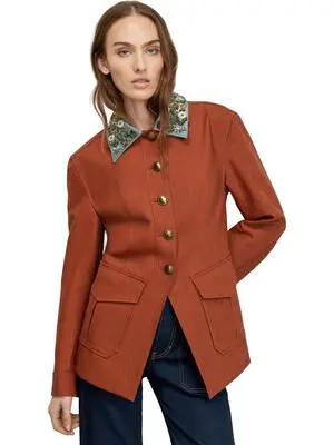Veronica Beard Laramie Removable-collar Dickey Jacket - Rust