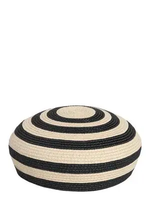 Veronica Beard Le Jeanne Stripe Raffia Hat Black White - Black/white
