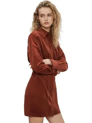 Veronica Beard Evren Corduroy Mini Dress - Rust