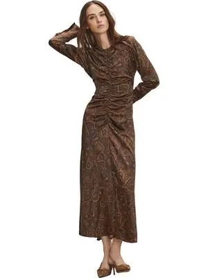 Veronica Beard Irma Stretch-silk Midi Dress - Walnut Multi