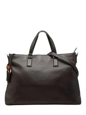 Gucci 2000-2015 Calfskin Bamboo Tassel Satchel - Brown
