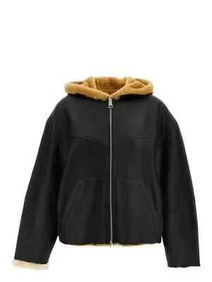 HALFBOY Reversible Hooded Shearling Jacket - Black