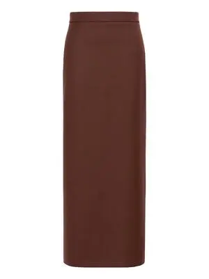 Max Mara Long Denim-effect Wool Skirt Rust