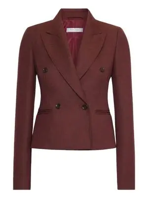 Max Mara Denim-effect Wool Double-breasted Jacket - Rust