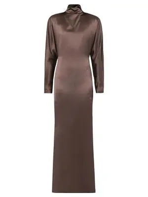 Max Mara Long Silk-satin Dress - Mud