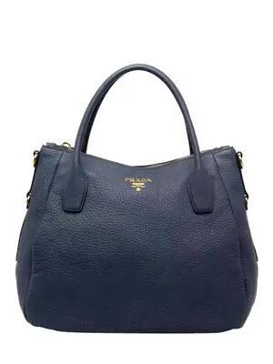 PRADA 2000-2013 Vitello Daino Zip Top Convertible Tote Satchel
