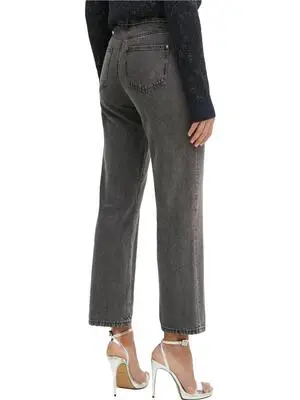 MORGAN Rhinestone-embellished Straight-leg Jeans - Grey