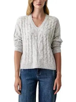 DKNY Crystal-embellished Cable-knit Sweater