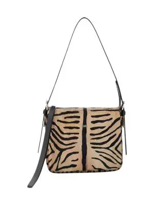 Fendi Small Zip Tiger-print Leather Shoulder Bag Neutrals
