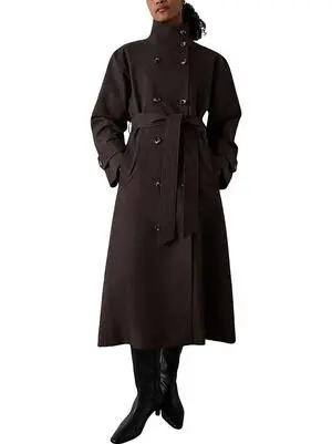 Whistles Funnel Neck Trench Coat - Brown
