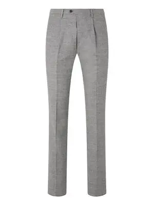 SLOWEAR Incotex Straight-leg Houndstooth Wool-blend Trousers - Gray