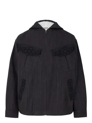 KARTIK RESEARCH Hooded Embroidered Wool And Linen-blend Canvas Jacket - Gray