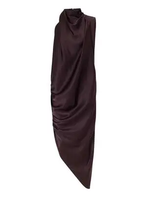 Johanna Ortiz Narrative Weaving Draped Satin Top - Chocolate