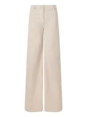 NILI LOTAN Florence Cotton-blend Corduroy Flared Pants Neutrals