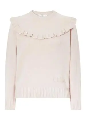Chloé Ruffled Cashmere And Wool-blend Sweater - Neutrals