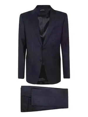 Zegna Check-pattern Wool Suit - Blue