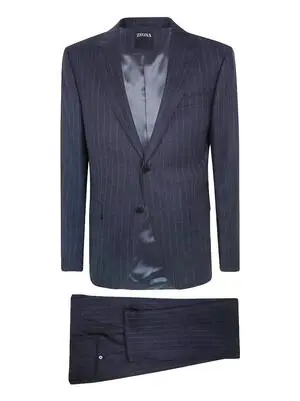 Zegna Pinstripe-pattern Wool Suit - Blue